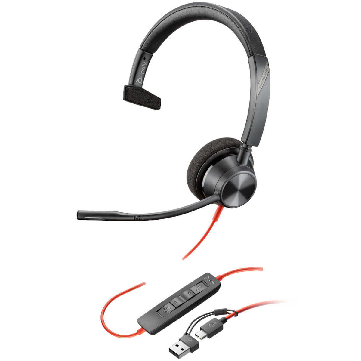 HP Poly Blackwire 3310 MS Mono USB-C Headset [8X216AA] | Landmark Computers